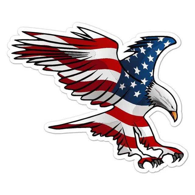 BALD EAGLE AMERICAN Flag, Vinyl Decal Sticker, Indoor Outdoor, 3 Sizes ...