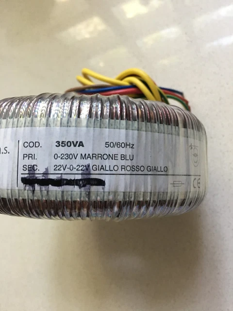 TRASFORMATORE TOROIDALE NUOVO pri 230v sec 22-0-22 350VA per ...