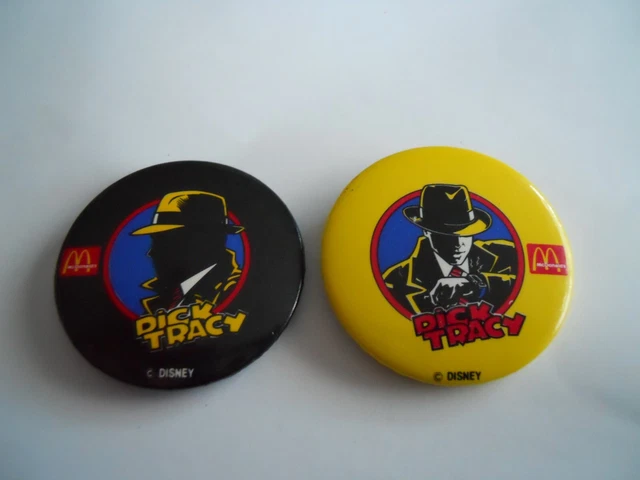 Disney Mcdonalds Dick Tracy Film1990 Promotional Vintage Pin Badges £