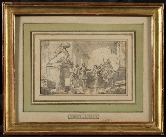 18TH CENTURY FRENCH OLD MASTER INK & WASH DRAWING ON LAID PAPER ...