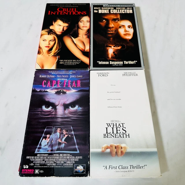 VHS - LOT of 4 Thriller - Cape Fear - Lies Beneath - Bone - Cruel ...