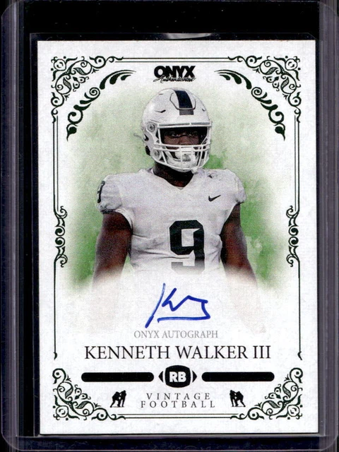 2022 ONYX VINTAGE Kenneth Walker III Blue Rookie Auto Autograph RC # ...