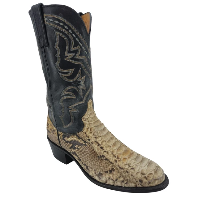 LUCCHESE EXOTIC NATURAL Python Men's 9.5D Black Snake Skin Cowboy Western Boots £308.67 ...