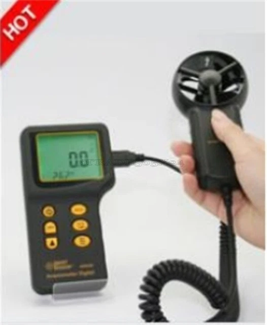 WIND SPEED ANEMOMETER Sensor AR836+ Air Flow Temperature Tester Smart ...