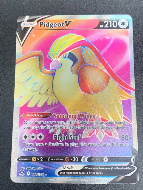 PIDGEOT V 188/196 Full Art Ultra Rare Sword & Shield Lost Origin ...