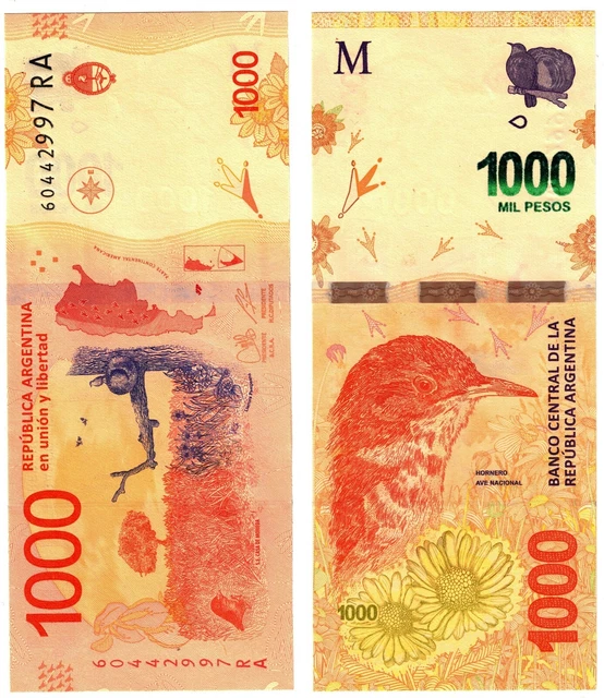 2023 ARGENTINA P366 1000 Pesos Banknote UNC new series Prefix RA PESCE ...