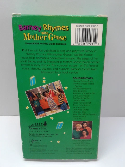 BARNEY - BARNEY Rhymes With Mother Goose (VHS, 1993) BARNEY & FRIENDS ...