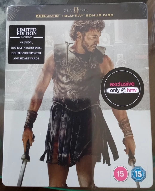 GLADIATOR II HMV Exclusive Limited Edition 4K UHD Blu-ray Steelbook. New/Sealed. £37.12 ...