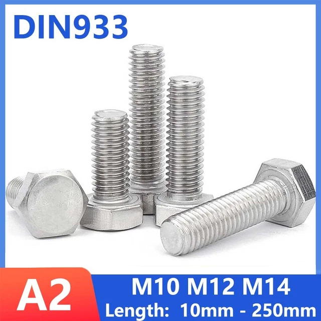 M10 M12 M14 Hex Head Set Screws A2 Stainless Fully Threaded Hexagon ...