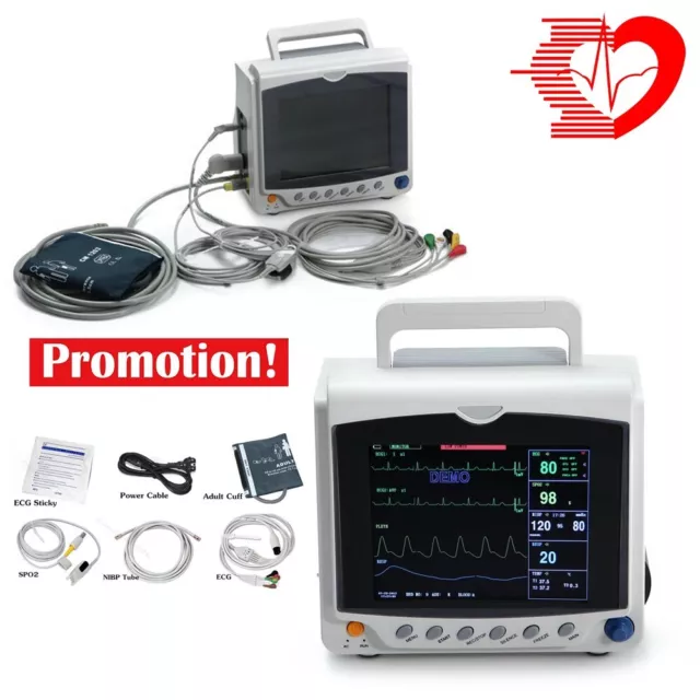 MONITOR DE PACIENTE digital Signos vitales ECG NIBP RESP TEMP SPO2 PR ...