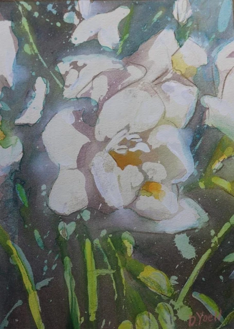 ORIGINAL WORK BY David Yoell 1950-2025 - Study of a white flower £9.95 ...