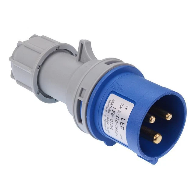 BLUE 32A 230V 2P+E Industrial Inline Plug Connector IP44 $18.59 ...