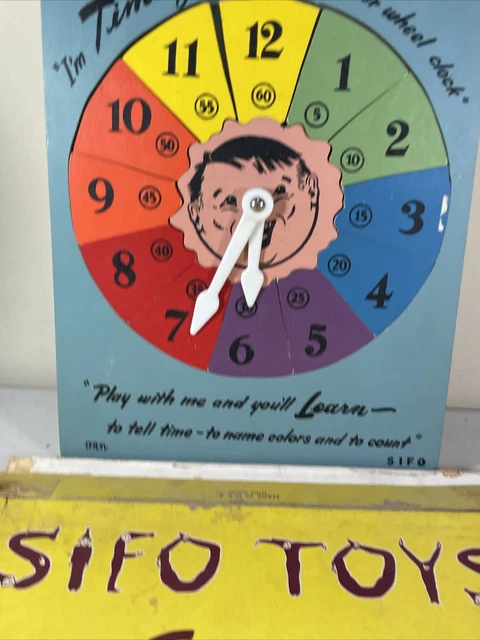 VINTAGE SIFO TOYS Timmy Time The Color Wheel Clock Wooden Puzzle 1950s ...