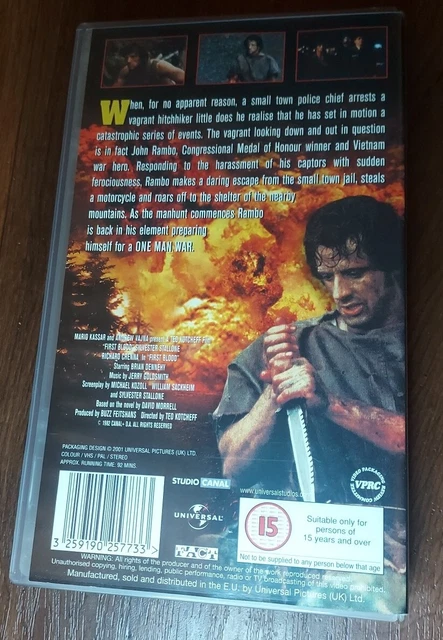 RARE RAMBO FIRST Blood VHS Movie Film Video Cassette Tape War Sylvester ...