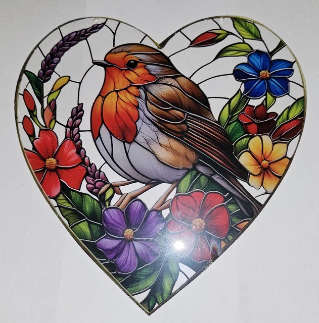 HEART ROBIN SUNCATCHER 🌞 # £9.00 - PicClick UK