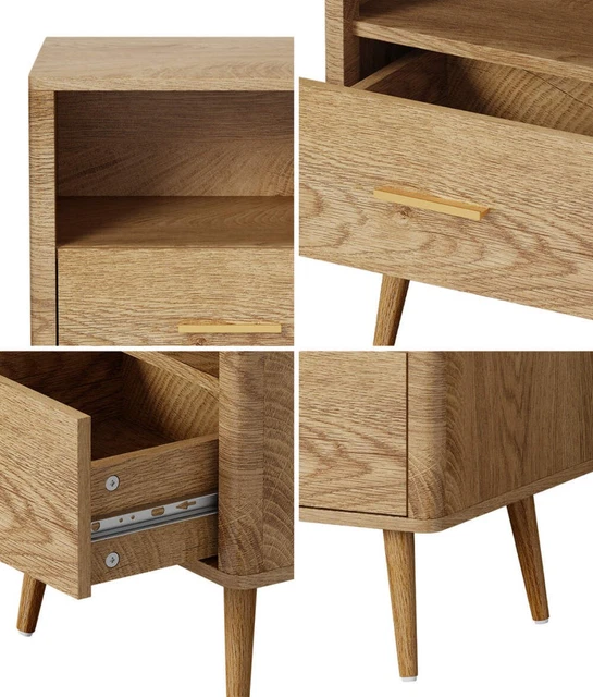 OIKITURE BEDSIDE TABLE 1 Drawer Open Shelf Nightstand Natural $87.00 ...