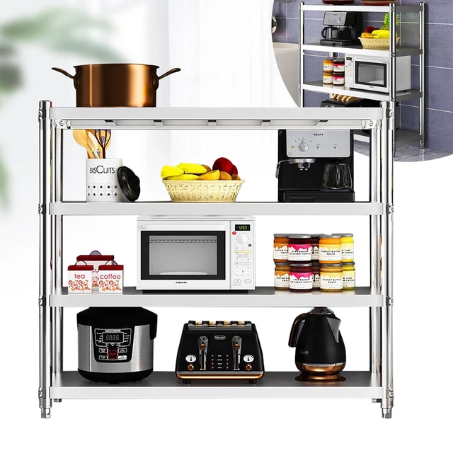 4 TIER STAINLESS Steel Shelf Commercial Catering Kitchen Shelves ...