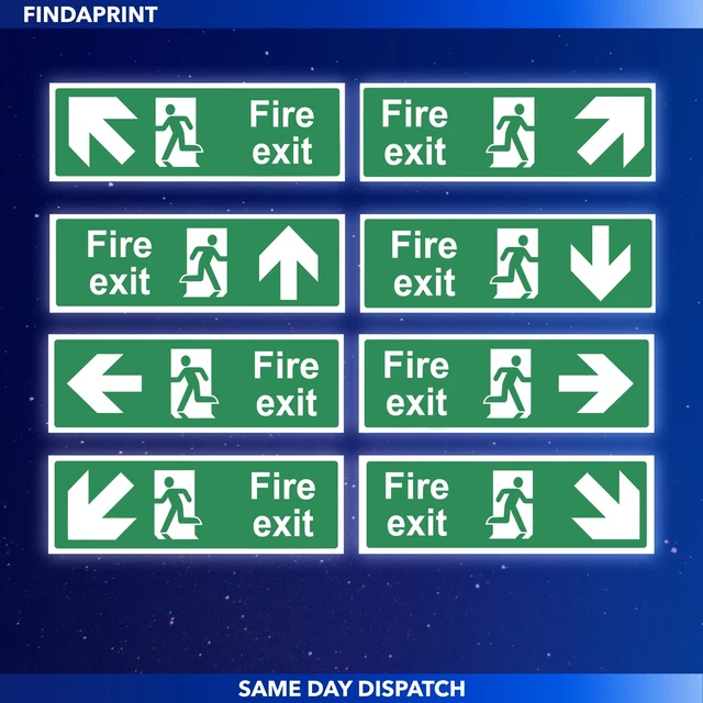 FIRE EXIT SIGN Vinyl Sticker - ALL SIZES - Emergency Escape Fire Drill ...