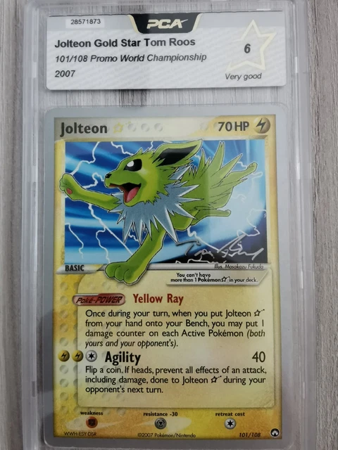 CARTE POKÉMON JOLTEON Gold STAR Tom Roos World Championships 2007 PCA 6 ...