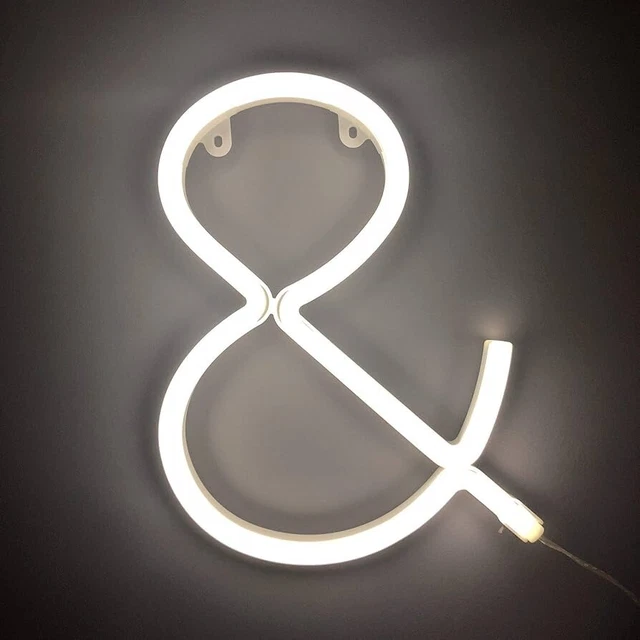 WARM WHITE NEON Letter Sign Night Lights Neon Words Battery/USB Powered ...
