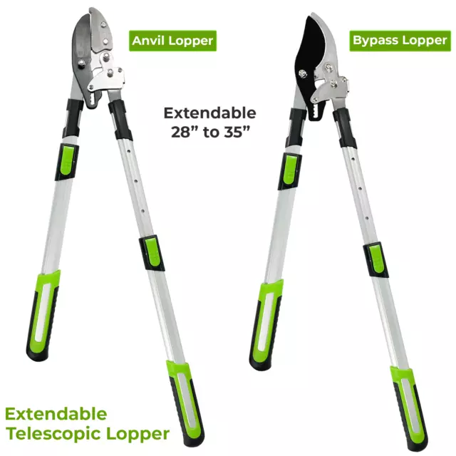 TELESCOPIC RATCHET ANVIL Bypass Loppers Tree Branch Cutter Pruner C50 ...
