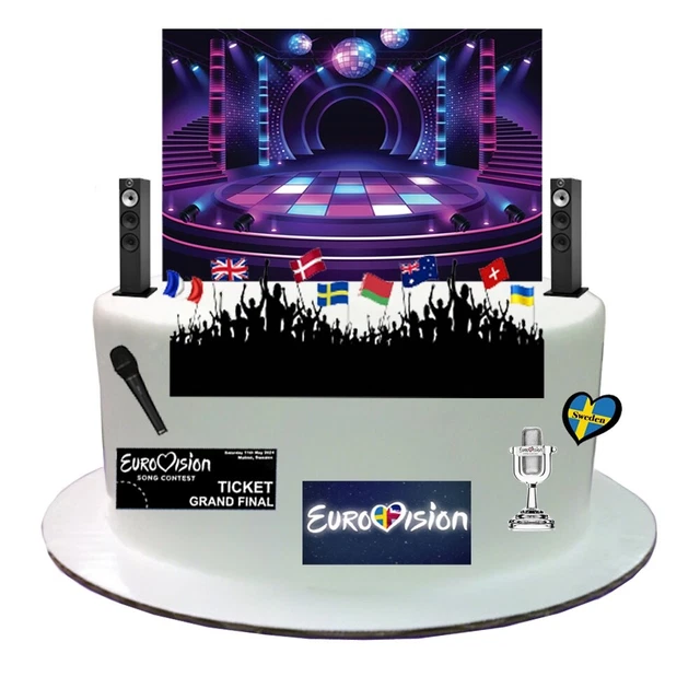 CAKE TOPPERS EUROVISION 2024 Malmö, Sweden Themed Cake Scene Edible ...