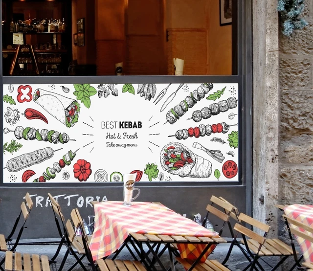 3D GRILL KEBAB Shop BBQ K251 Window Stickers Vinyl Wallpaper Wall ...