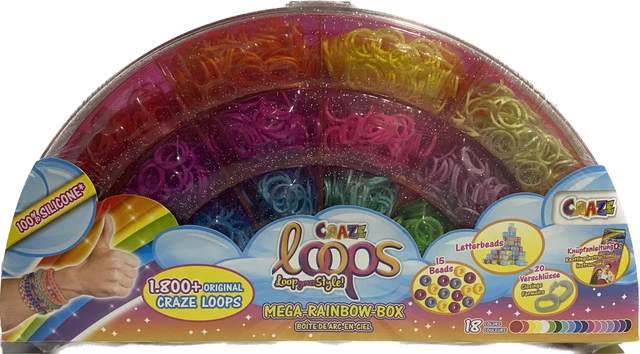 2ER SET ORIGINAL Craze Loops Mega Rainbow Box 1.800+ 18 verschiedene ...