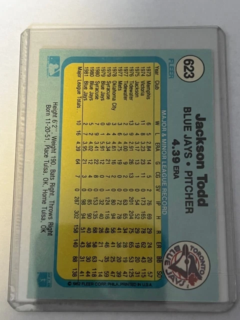 CARTE DE BASEBALL Jackson Todd 1982 dédicacée #623 EUR 5,56 - PicClick FR