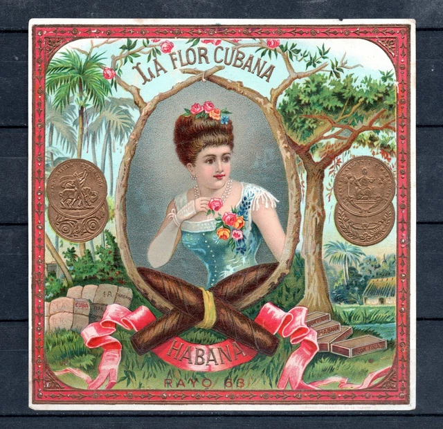 OLD CIGAR LABEL, Habilitación, Papeleta "La Flor Cvbana" EUR 30,00 ...