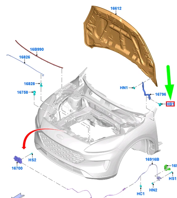 FORD KUGA MK3 CX482 Boulon de charnière de capot avant W719011-S442 ...