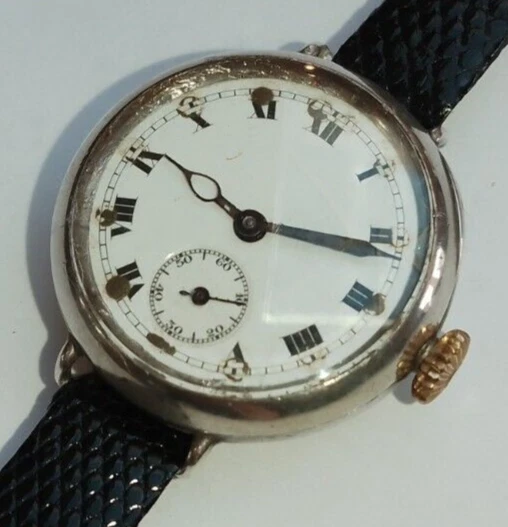 STAUFFER S&CO WW1 OFFICERS TRENCH WATCH SOLID SILVER 1918 runs 30mm ...