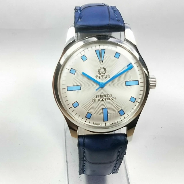 VINTAGE TITUS 17J Mechanical Hand Winding Movement Analog Dial Wrist ...