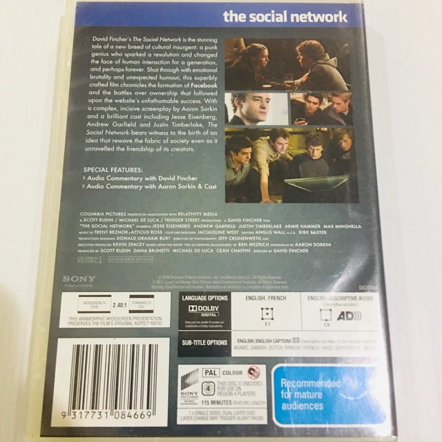 SOCIAL NETWORK (DVD, 2010) Region 4 $6.98 - PicClick AU