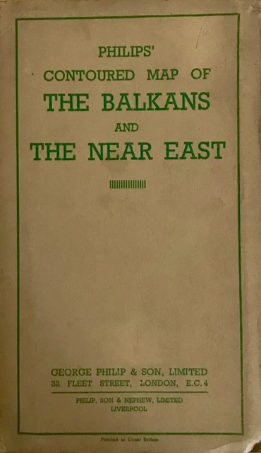 WW2 CONTOURED MAP of the Balkans and The Near East, original 1941, fold ...