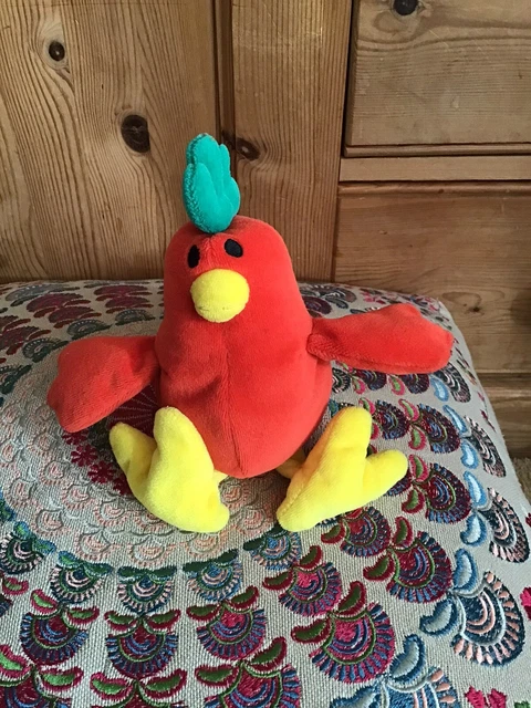 VINTAGE 1999 TESCO Fun To Learn Red Chicken Cockerel Beanbag Soft Plush ...