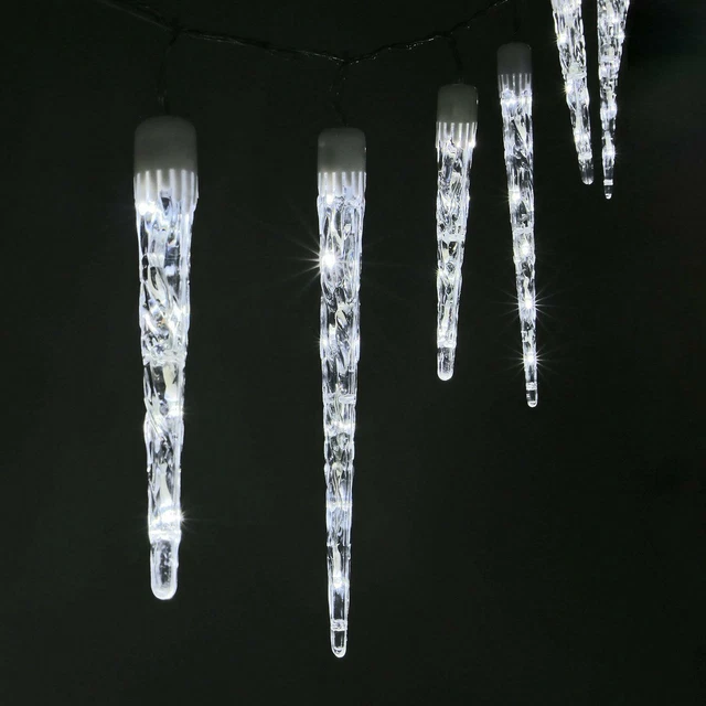 100 LED INDOOR Outdoor Garden White Frozen Icicle String Lights Fair ...