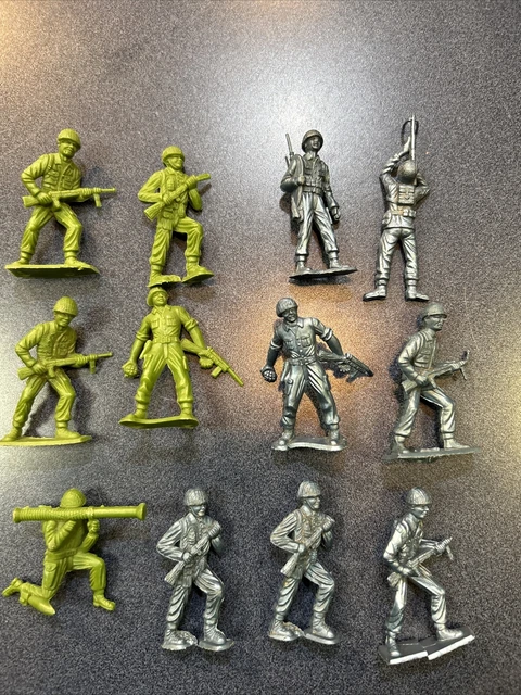LOT OF 12 Vintage Plastic Army Men MPC Green & Blue Soldiers 2" $4.49 ...