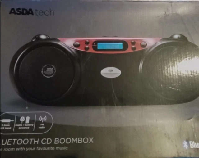 ASDA TECH CD Boombox with FM Radio and Bluetooth Exc Condition In Box ...