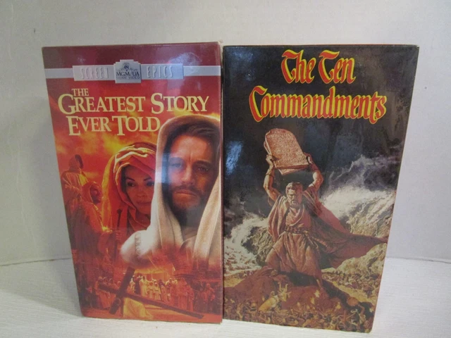 THE TEN COMMANDMENTS Part 1 & 2 / The Greatest Story Ever Told VHS ...