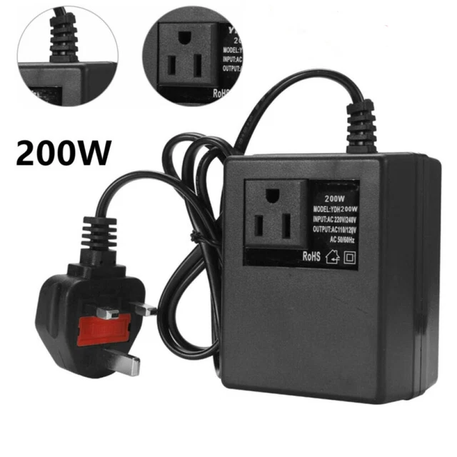 200W VOLTAGE CONVERTER Transformer 220V/240V To 110V/120V Step Down Power 3 PIN £13.99 - PicClick UK