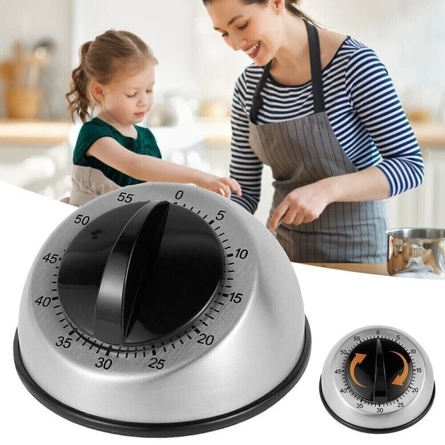 60 MINUTES KITCHEN Mechanical Timer Cooking Baking Reminder Loud Alarm ...