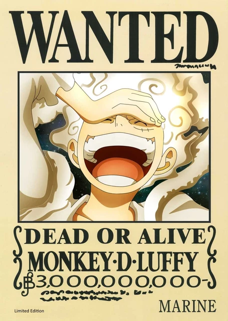 ONE PIECE WANTED Monkey D. Luffy Ruffy 3.Billions Poster anime cosplay ...