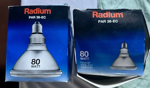 LAMPE RADIUM PAR 38 EC 80 WATT Flood 30° 230V E27 Made In EC Neu 2 ...