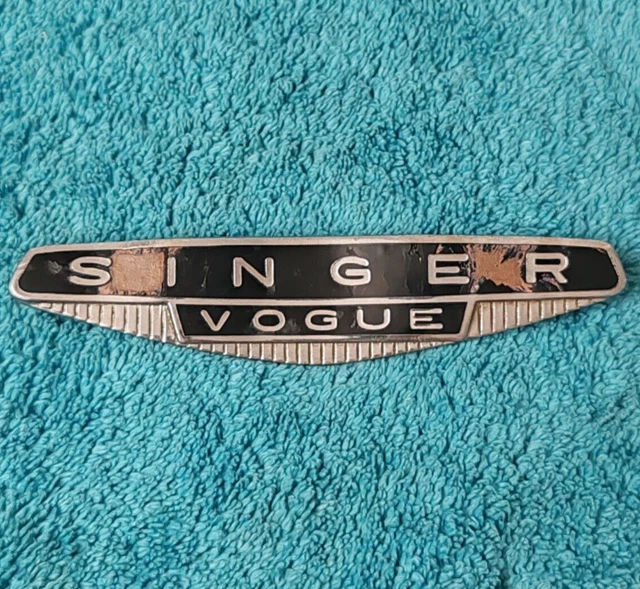 VINTAGE SINGER VOGUE Emblem Bonnet Grille Script Car Badge Ornament $25 ...