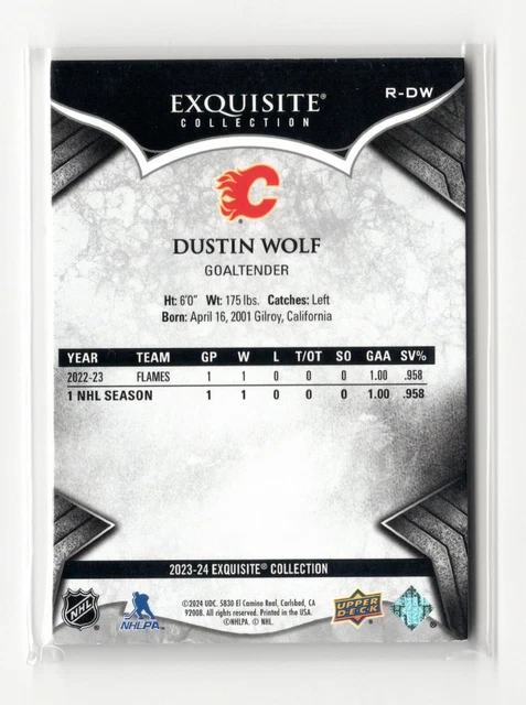 2023-24 UPPER DECK Black Diamond DUSTIN WOLF Exquisite Rookie /399 ...