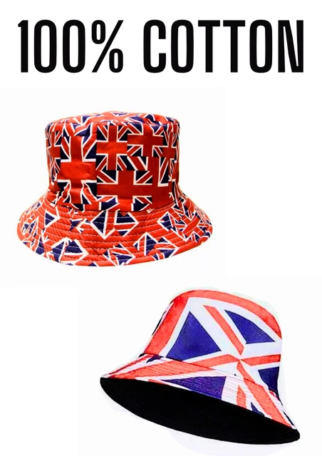 UNISEX BUCKET HATS Union Jack Unisex Reversible Queen's Jubilee British ...