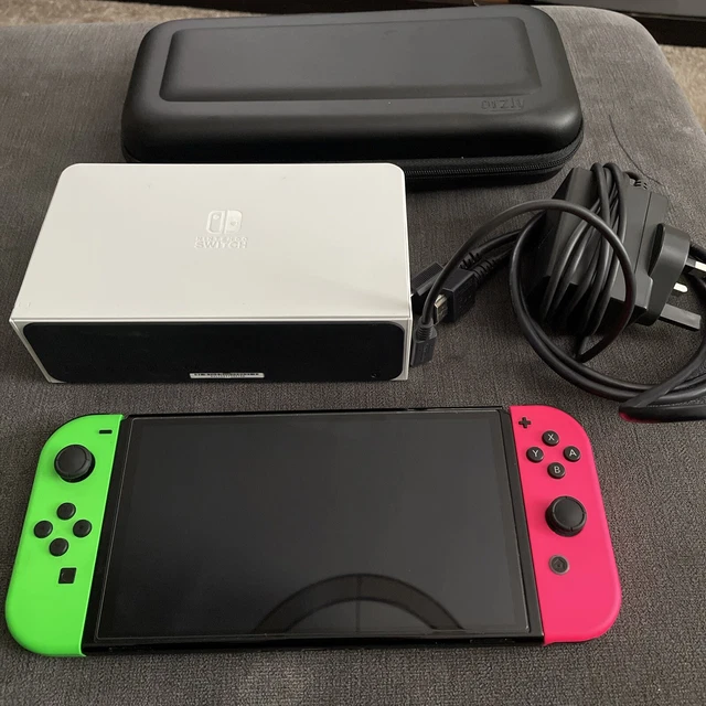 Nintendo Switch Oled Model Heg 001 Handheld Console 64gb Pink Green £