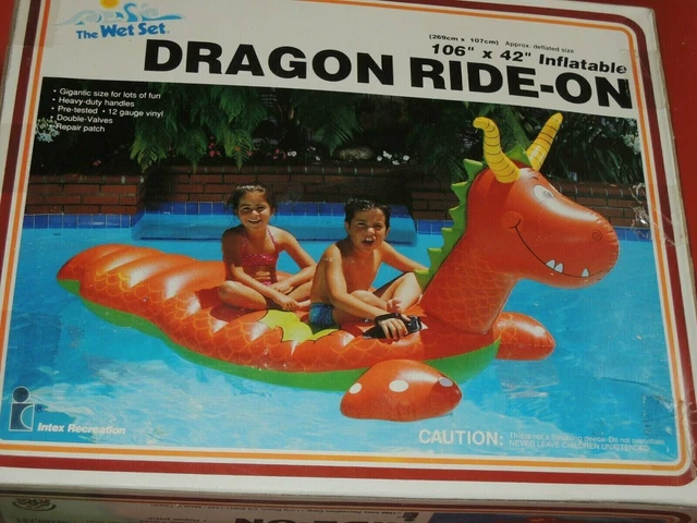 MEGA RARE SCHWIMMTIER Reittier INTEX DRAGON Ride-On Inflatable Pool Toy ...