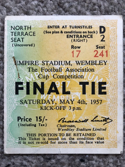 1957 FA CUP Final Ticket - Aston Villa V Manchester United £17.50 ...